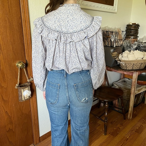 Doen | Tops | Den Reina Ruffled Corduroy Floral Cotton Doen Top Large | Poshmark